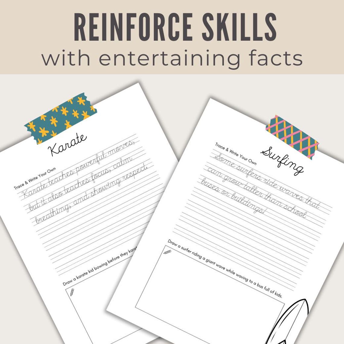 Cursive Handwriting Practice Worksheets for Kids Sports Edition ...