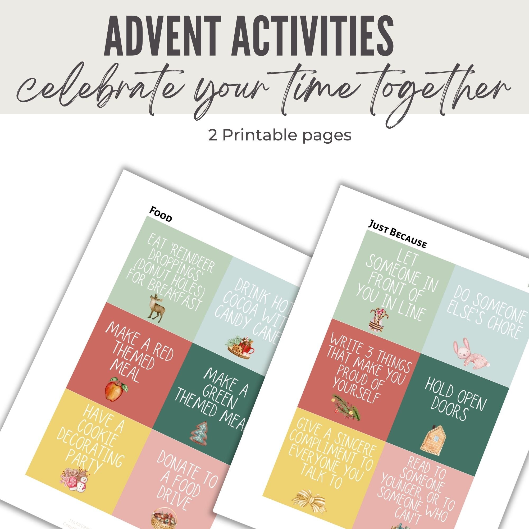 Printable Kids Advent Activity for Families, DIY Kids Advent Calendar ...