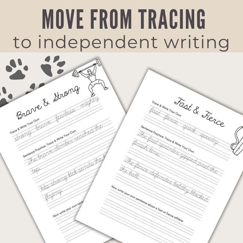 Cursive Handwriting Practice Worksheets for Kids Sports Edition ...