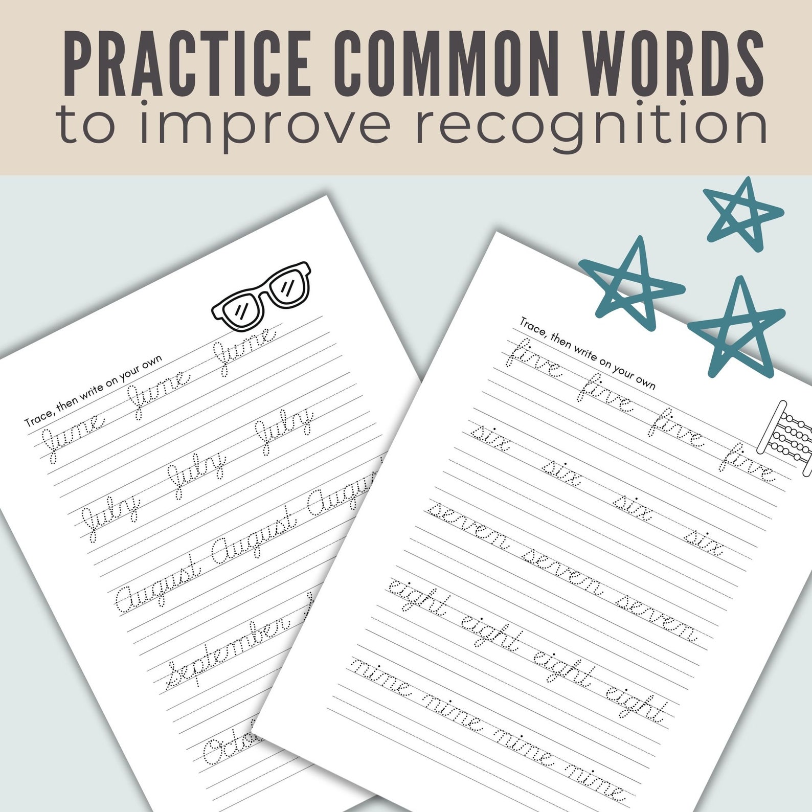 Cursive Handwriting Practice Worksheets for Kids, Printable Cursive ...