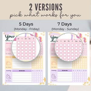 Unicorn Editable Kids Morning Routine Chart, Kids Daily Checklist ...