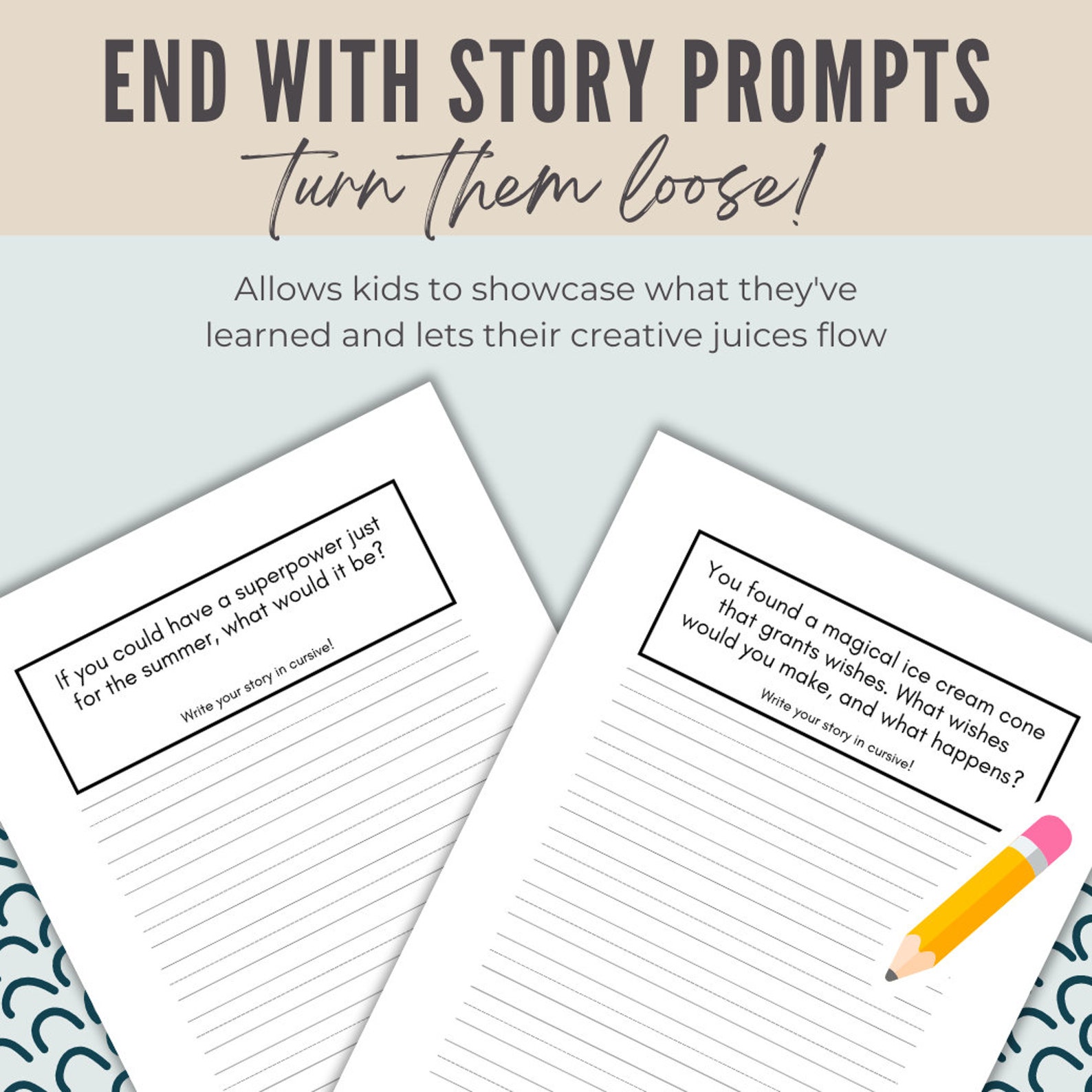 Summer Cursive Handwriting Practice Worksheets for Kids, Printable ...