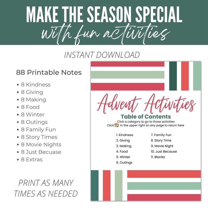 Printable Advent Activity for Kids and Families, DIY Kids Advent ...