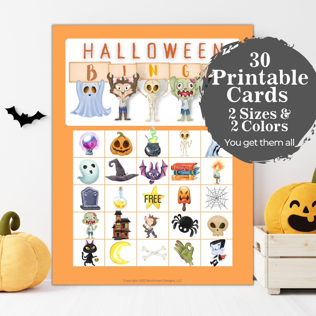 Printable Halloween Bingo for Kids, Game for School Harvest Party, 30 ...