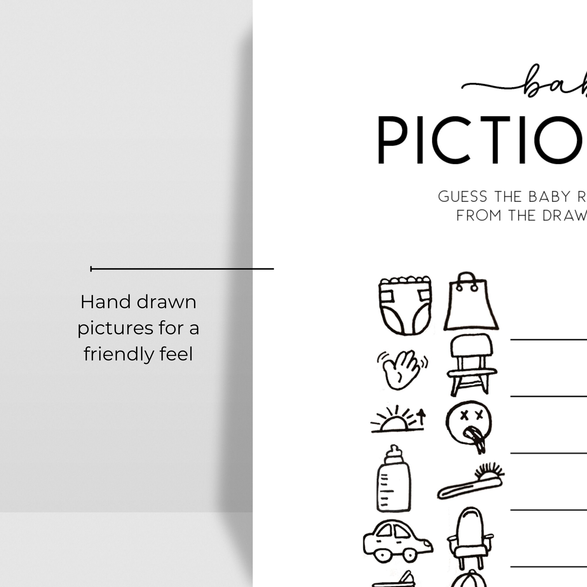Printable Baby Shower Pictionary Game, Baby Sprinkle Activity, Gender ...