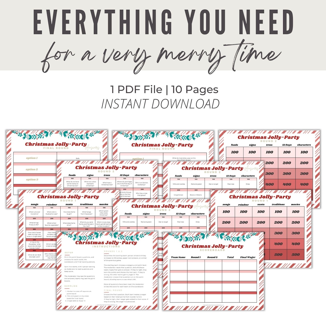 Printable Christmas Trivia Questions for Kids, Fun Holiday Trivia Game ...