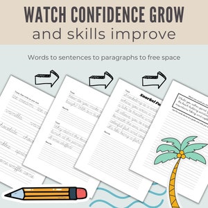 Summer Cursive Handwriting Practice Worksheets for Kids, Printable ...