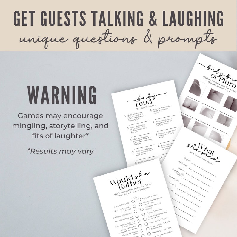 Minimalist Baby Shower Games Bundle, Printable Baby Sprinkle Activity ...