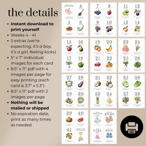 Printable Pregnancy Milestone Cards, Fruit & Veggies to Track Baby’s ...