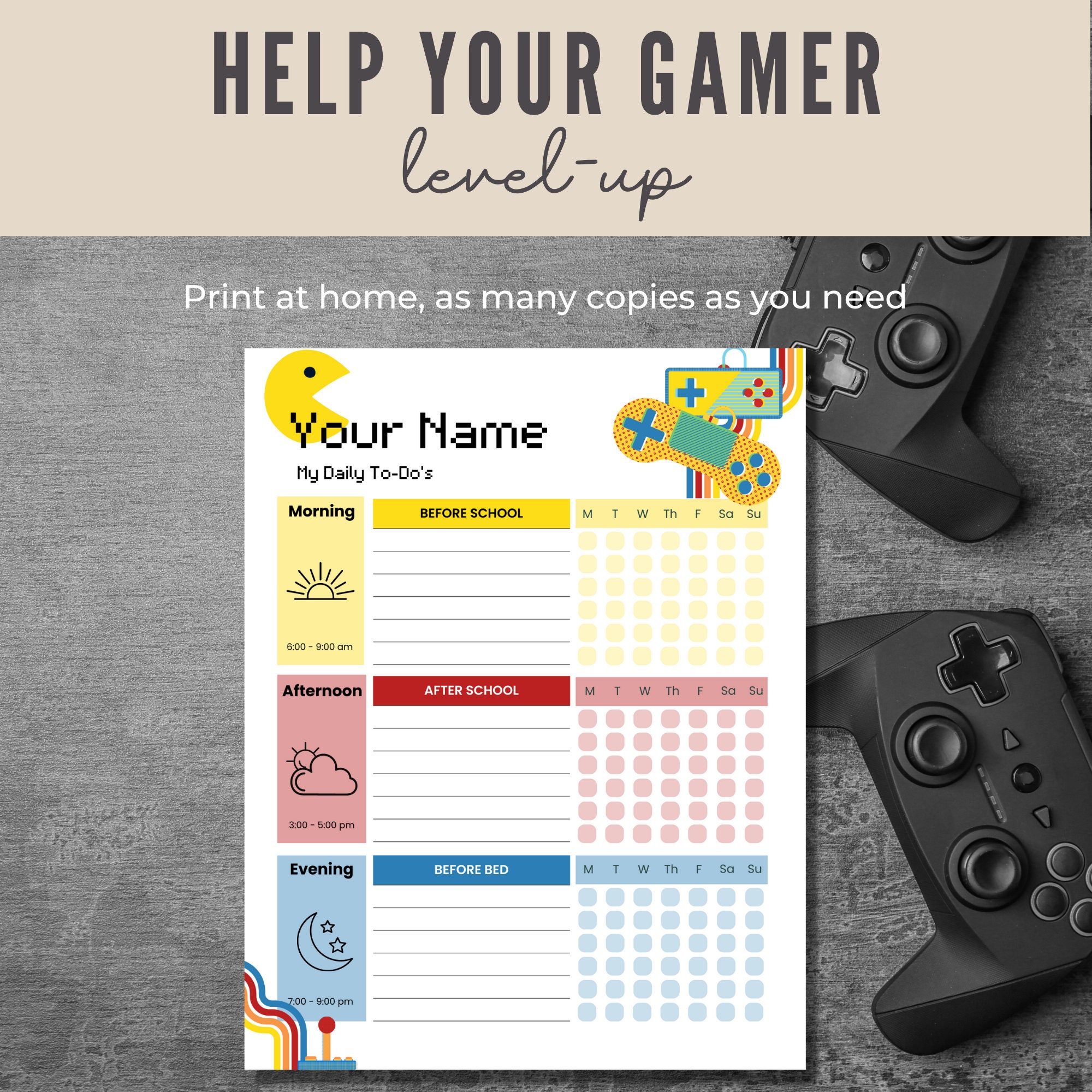 Gamer Editable Kids Morning Routine Chart Kids Daily - Etsy