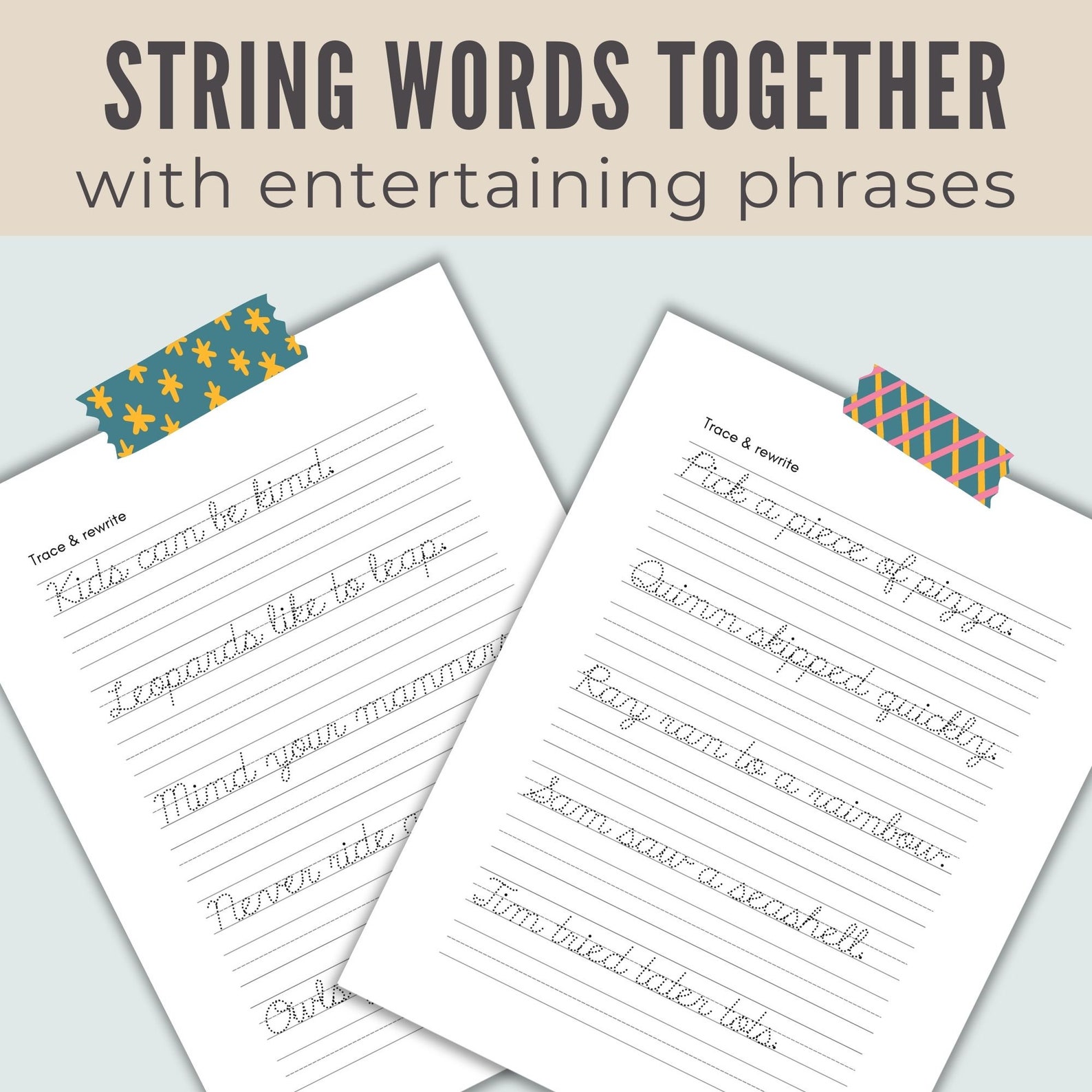 Cursive Handwriting Practice Worksheets for Kids, Printable Cursive ...