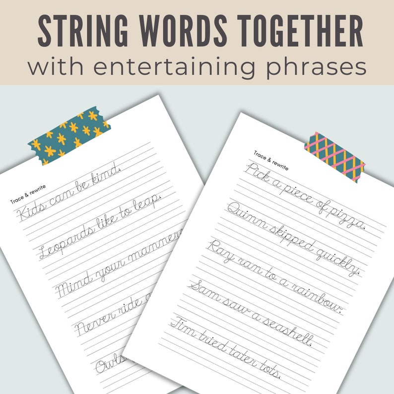 Cursive Handwriting Practice Worksheets for Kids Printable - Etsy