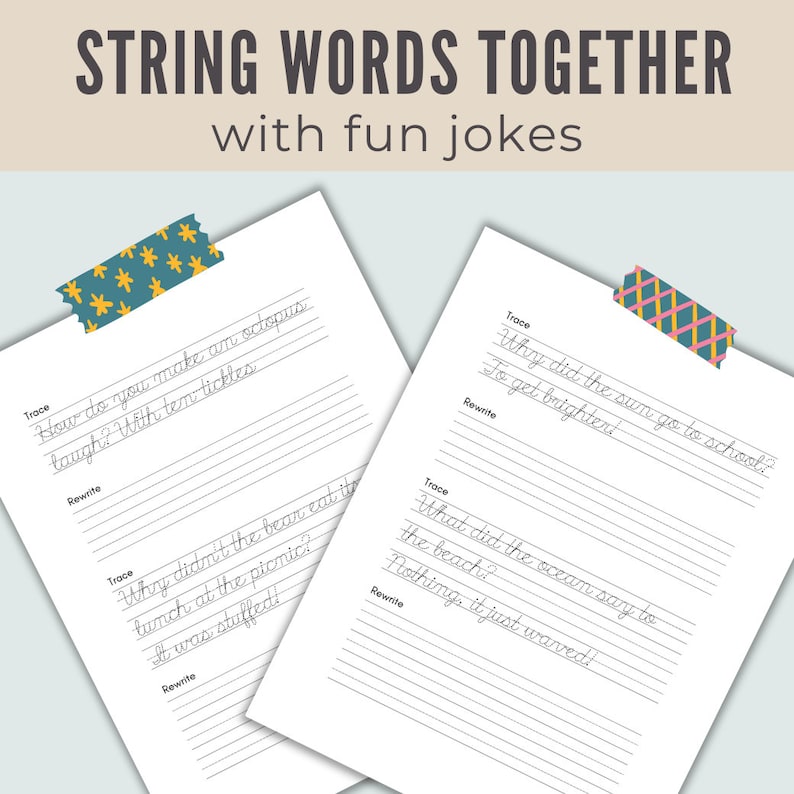 Summer Cursive Handwriting Practice Worksheets for Kids, Printable ...
