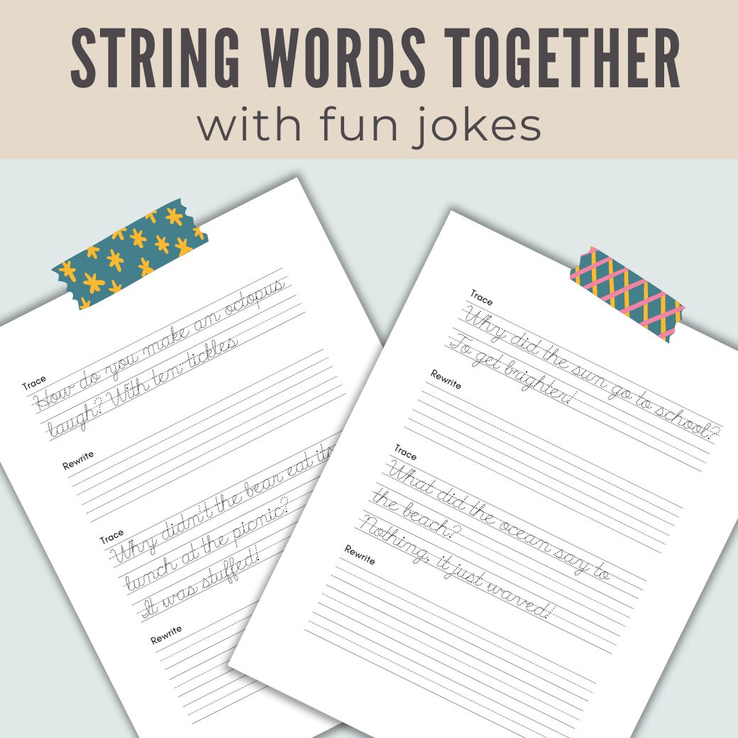 Summer Cursive Handwriting Practice Worksheets for Kids, Printable ...