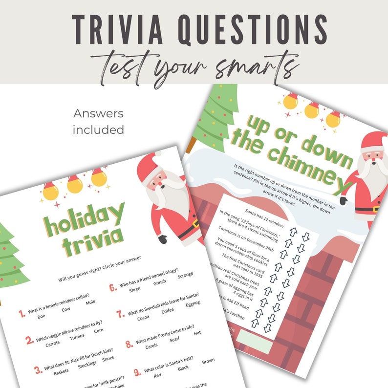 11 Printable Christmas Games for Kids for School Party or Family Game ...