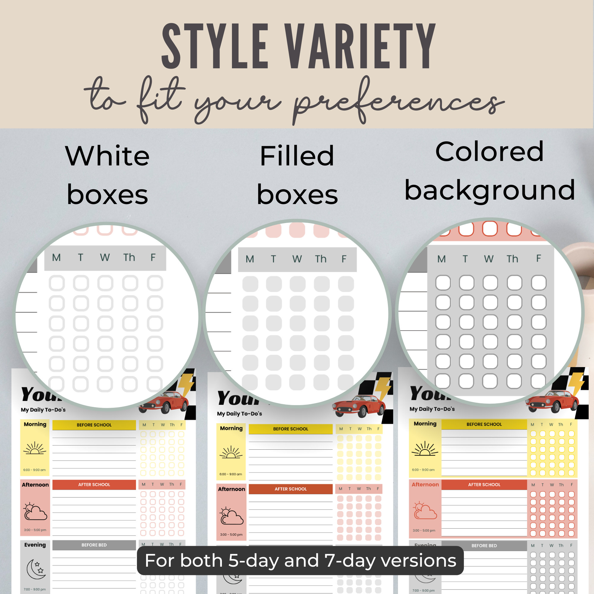 Race Car Editable Kids Morning Routine Chart, Kids Daily Checklist ...