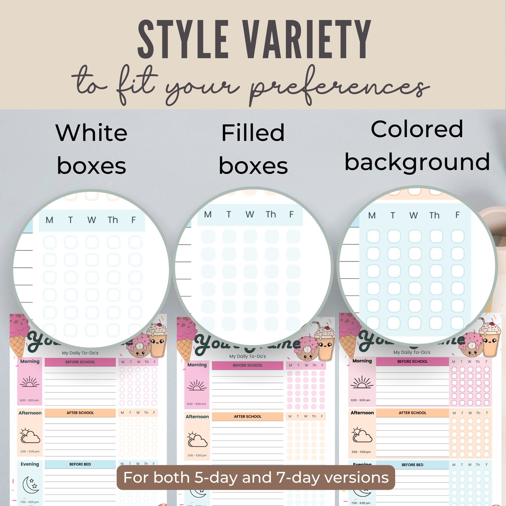 Sweets Editable Kids Morning Routine Chart, Kids Daily Checklist ...