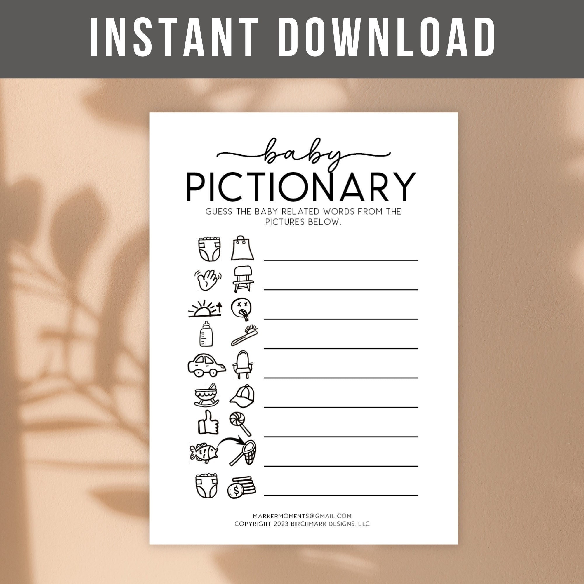 Printable Baby Shower Pictionary Game, Baby Sprinkle Activity, Gender ...
