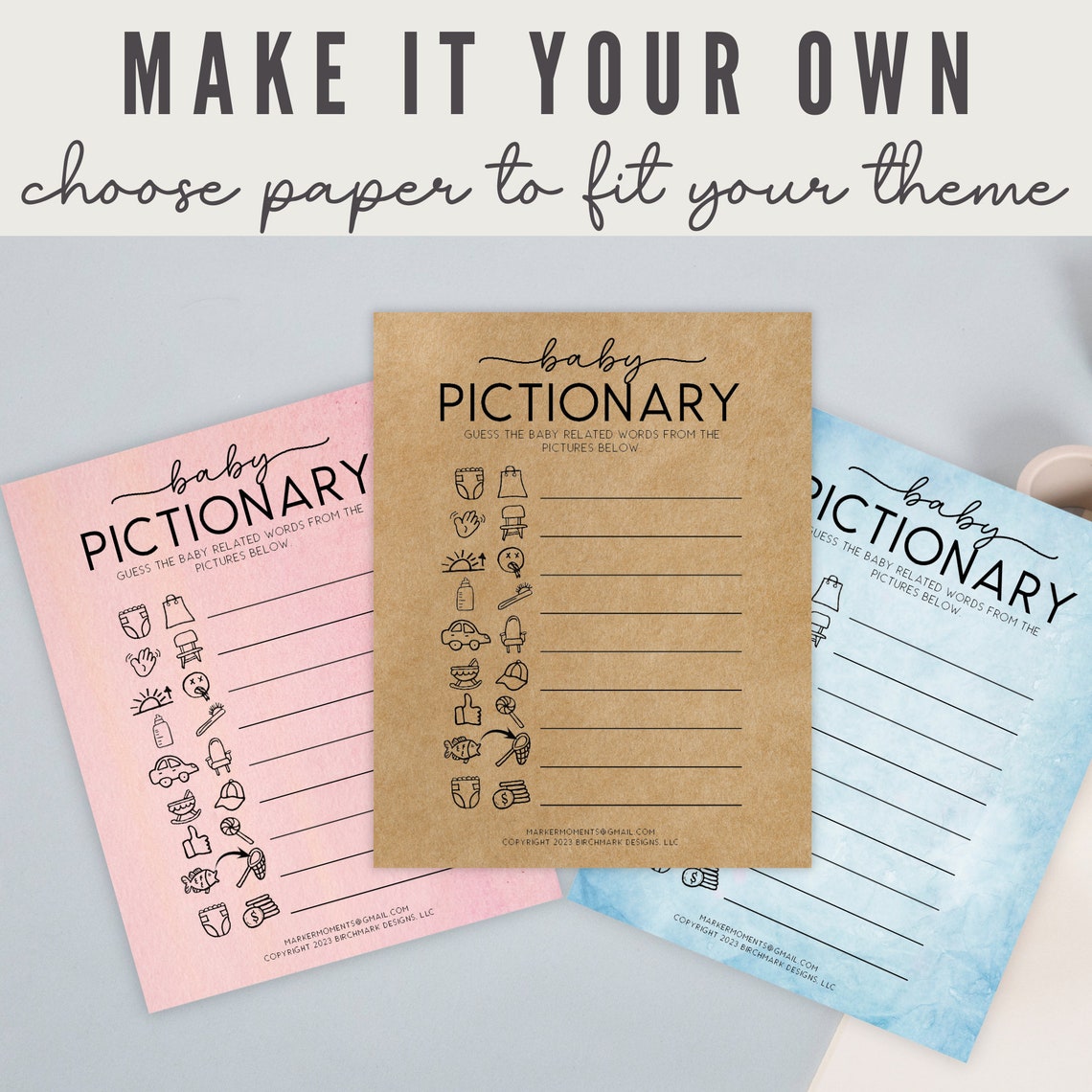 Printable Baby Shower Pictionary Game, Baby Sprinkle Activity, Gender ...