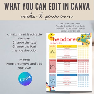 Gamer Editable Kids Morning Routine Chart, Kids Daily Checklist ...