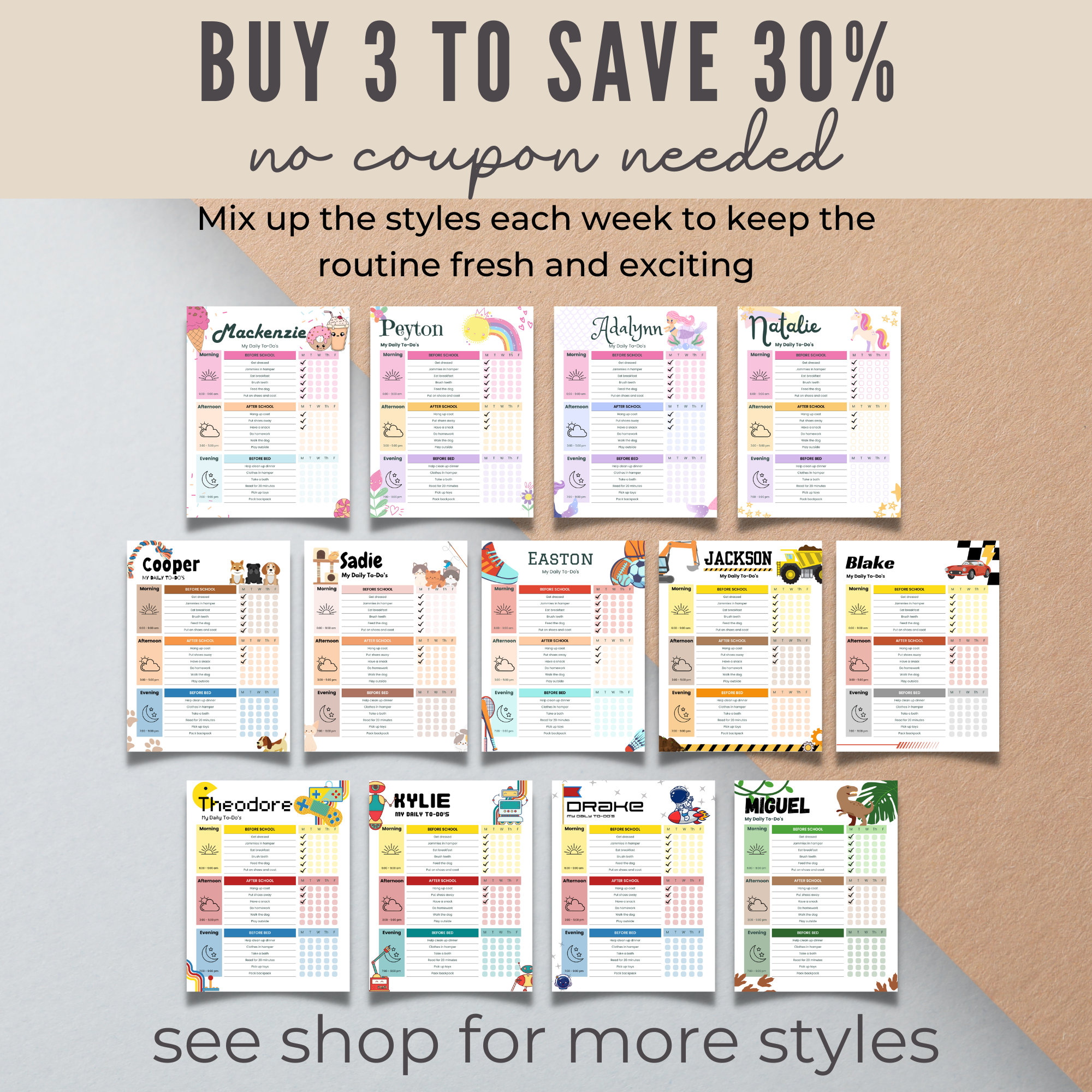 Rainbow Editable Kids Morning Routine Chart, Kids Daily Checklist ...