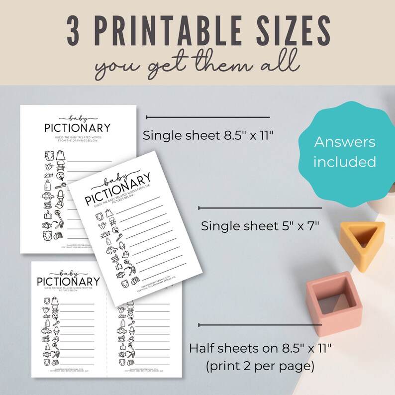 Printable Baby Shower Pictionary Game, Baby Sprinkle Activity, Gender ...