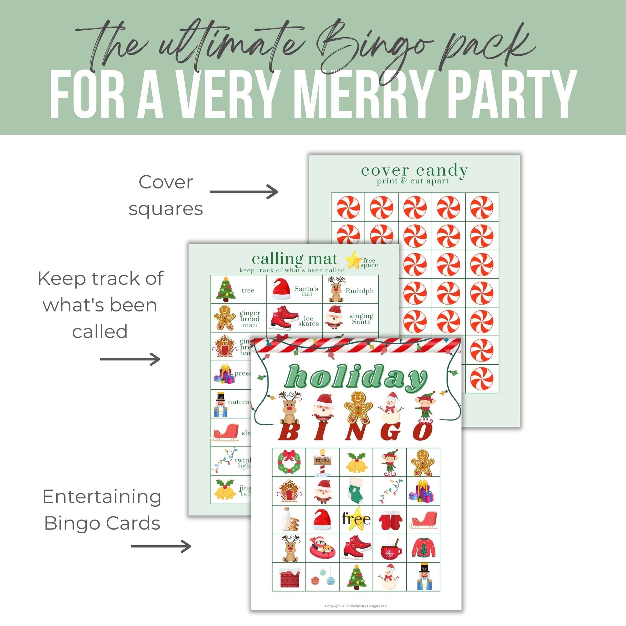 Printable Christmas Bingo for Kids, Game for School Holiday Party, 30 ...