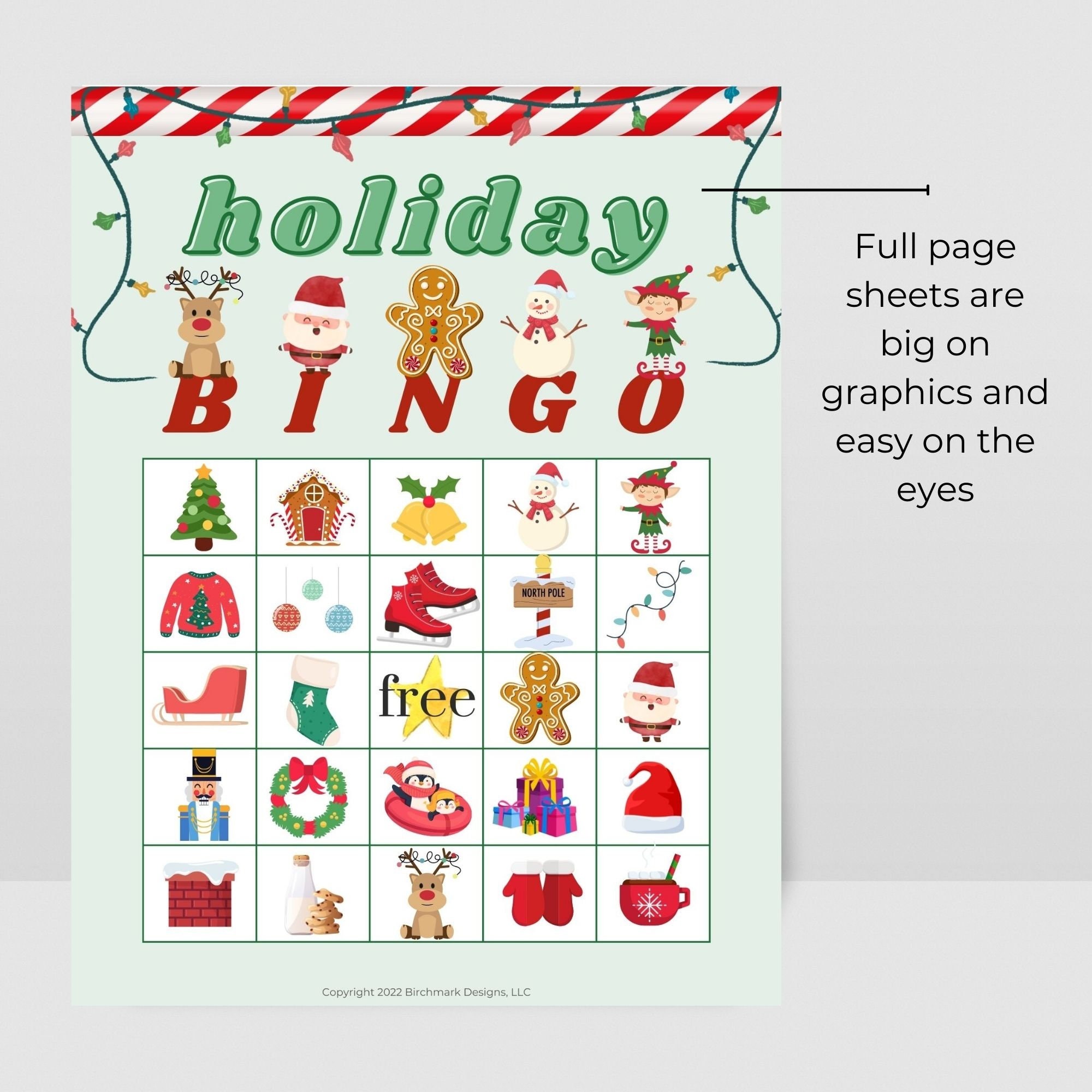 Printable Christmas Bingo for Kids, Game for School Holiday Party, 30 ...