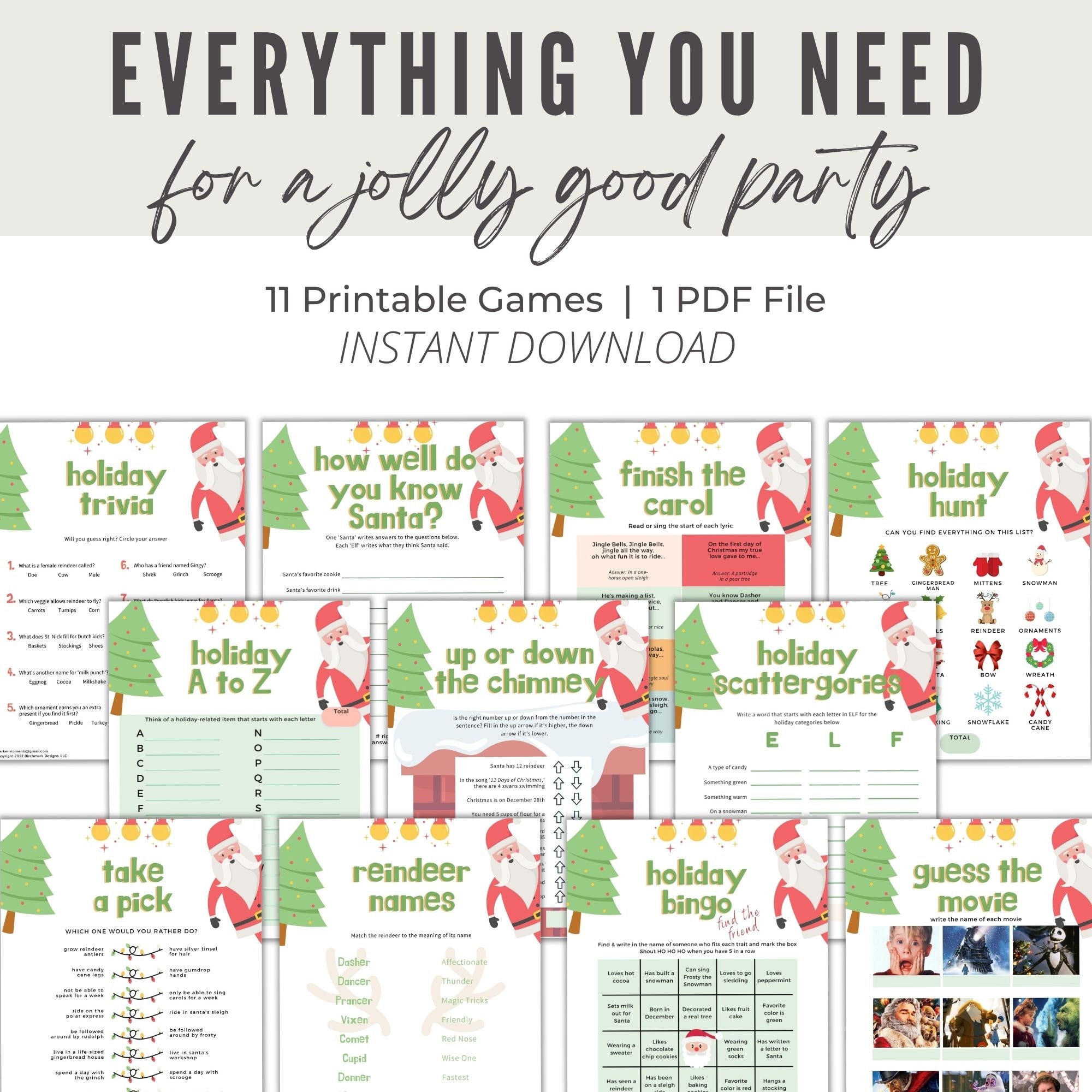 11 Printable Christmas Games for Kids for School Party or - Etsy