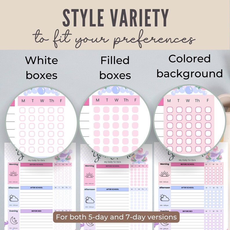 Mermaid Editable Kids Morning Routine Chart Kids Daily - Etsy