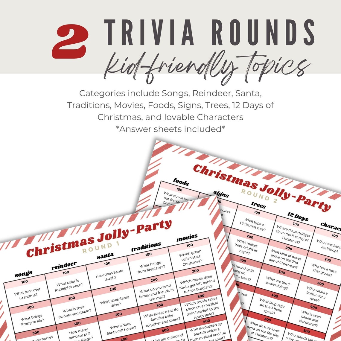 Printable Christmas Trivia Questions for Kids, Fun Holiday Trivia Game ...