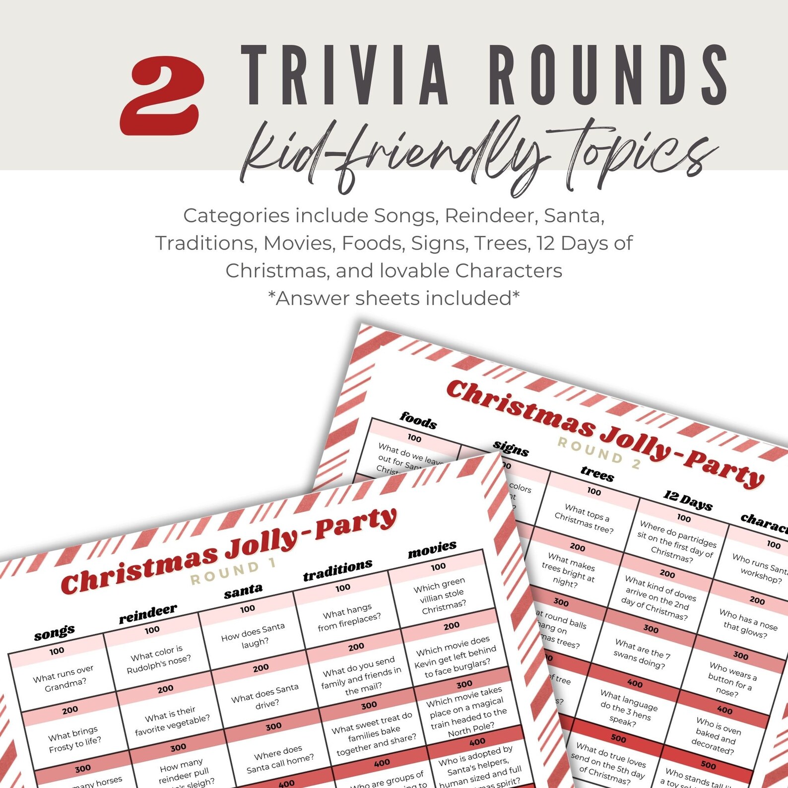 Printable Christmas Trivia Questions for Kids, Fun Holiday Trivia Game ...