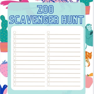 Zoo Scavenger Hunt | Children's Activity Sheets | Printable Animal Zoo ...