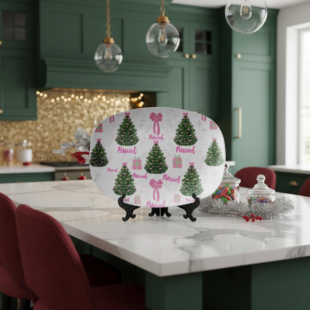Custom Christmas Tree Platter – Coquette Holiday Serveware, 10x14 Inch ...