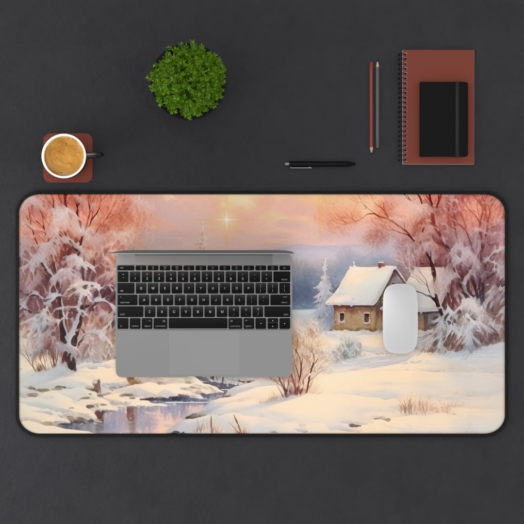 Winter Wonderland Desk Pad: Snowy Landscape Office Decor - Etsy