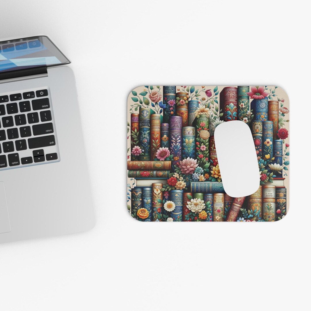 3D Illusion Books Floral Mouse Pad Desk Perfect for Book Lovers ...