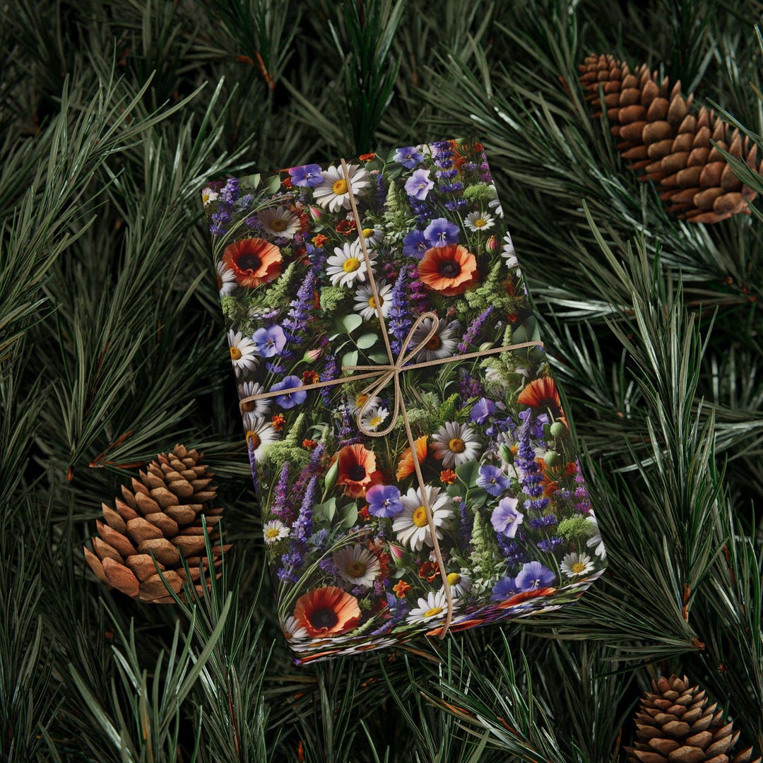 Boho Wildflower Wrapping Paper, Floral Gift Wrap, Nature Lover Present ...
