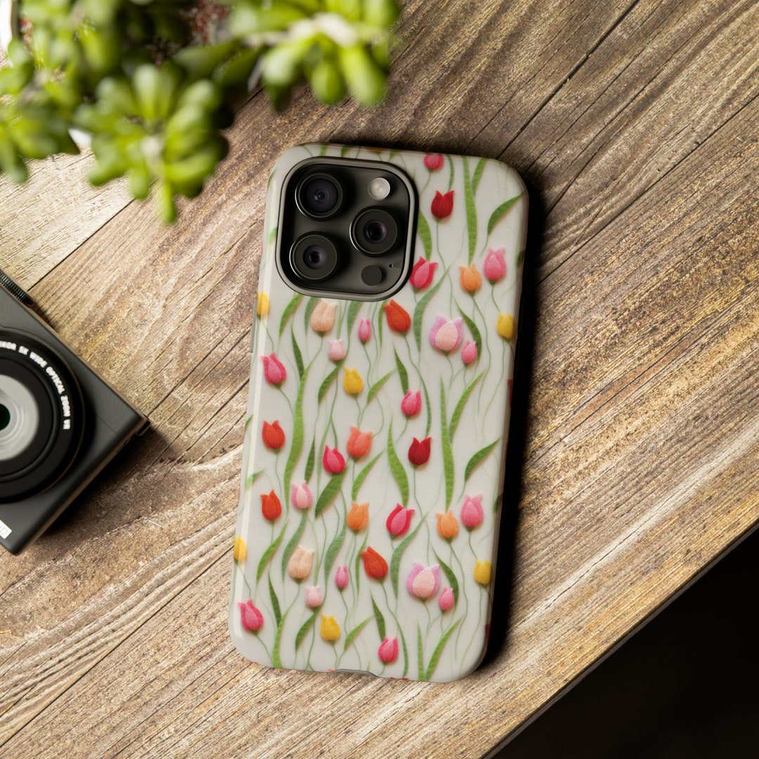 Retro Pink Tulips Phone Case: Floral iPhone Samsung Accessory - Etsy