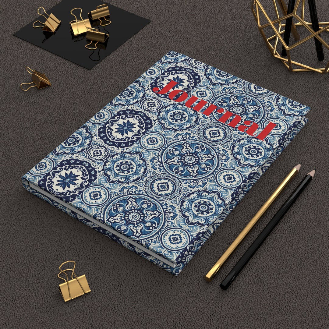 Blue Tile Floral Dream Journal Matte Hardcover Botanical Bliss Journal ...