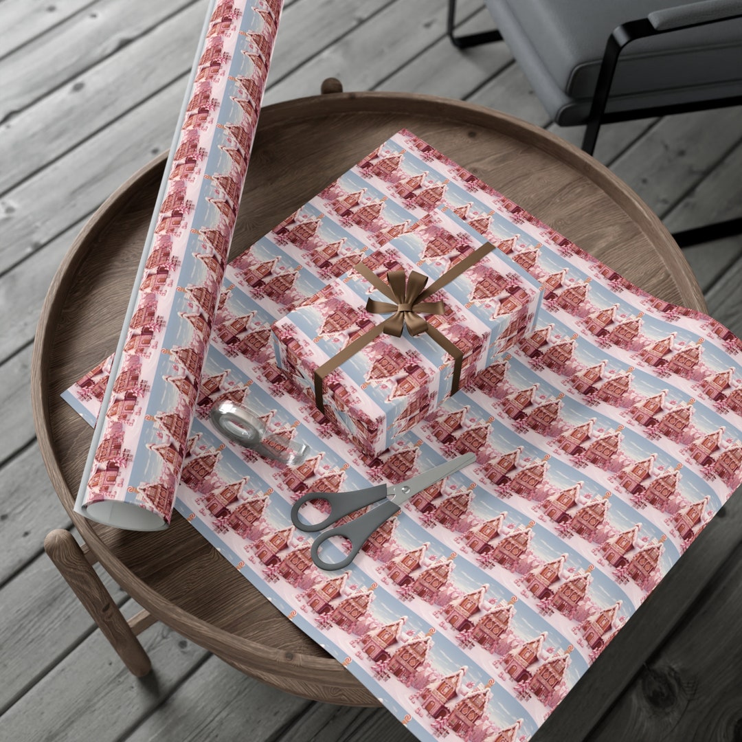 Sweet Pink Gingerbread House Wrapping Paper Add a Splash of - Etsy