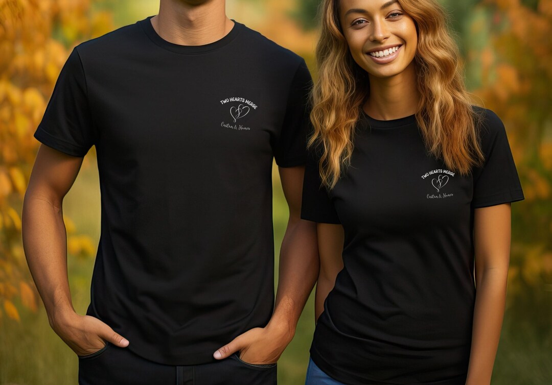Personalized Two Hearts Merge T-shirt: Couple's Gift Valentine's ...
