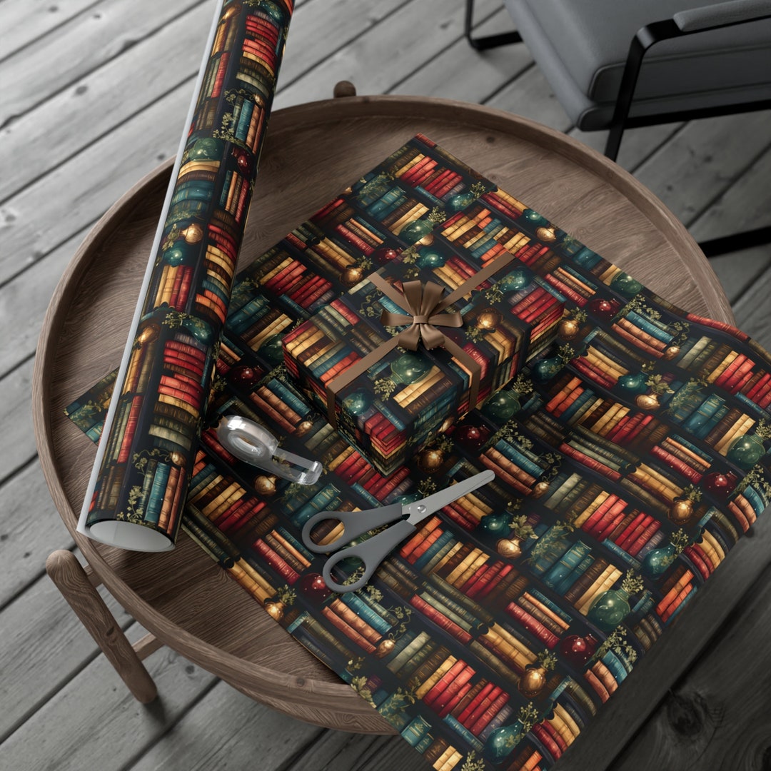 Vintage Bookshelf-inspired Gift Wrapping Enchanted Library Premium Book ...
