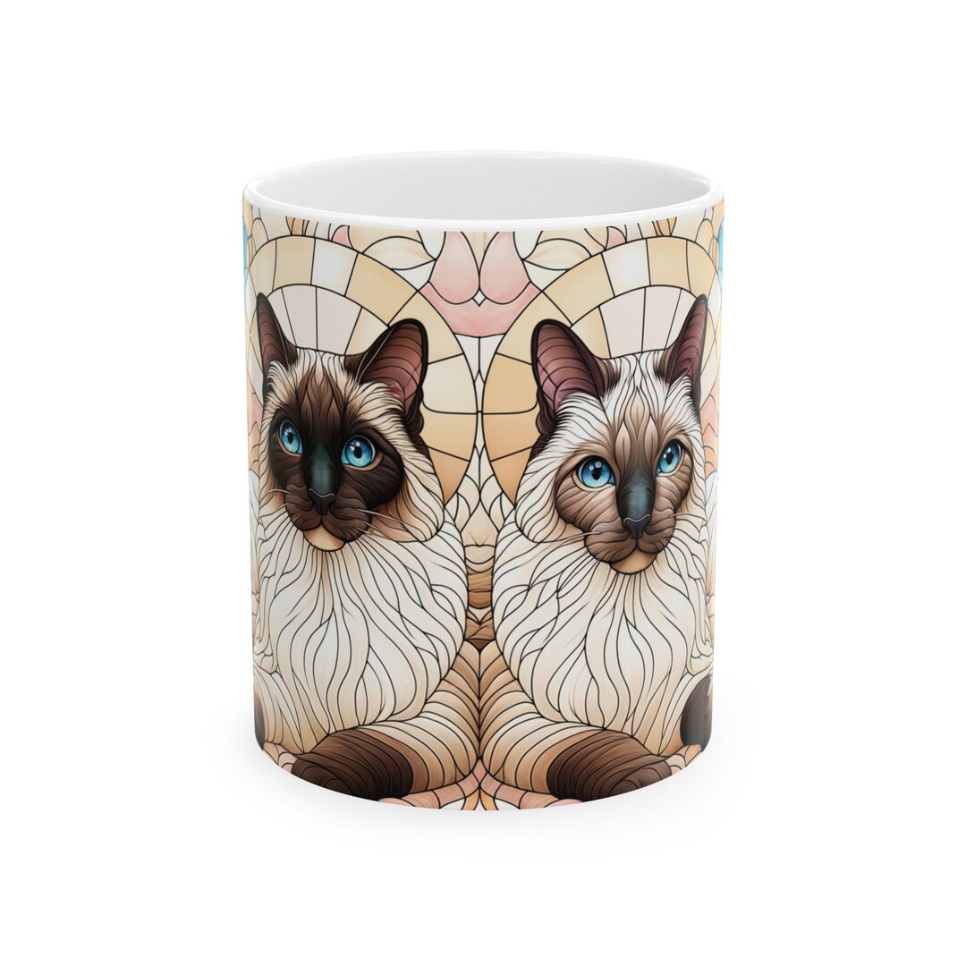 Siamese Cat-stained Glass Illusion Mug 11oz Unique, Durable Coffee Cup ...