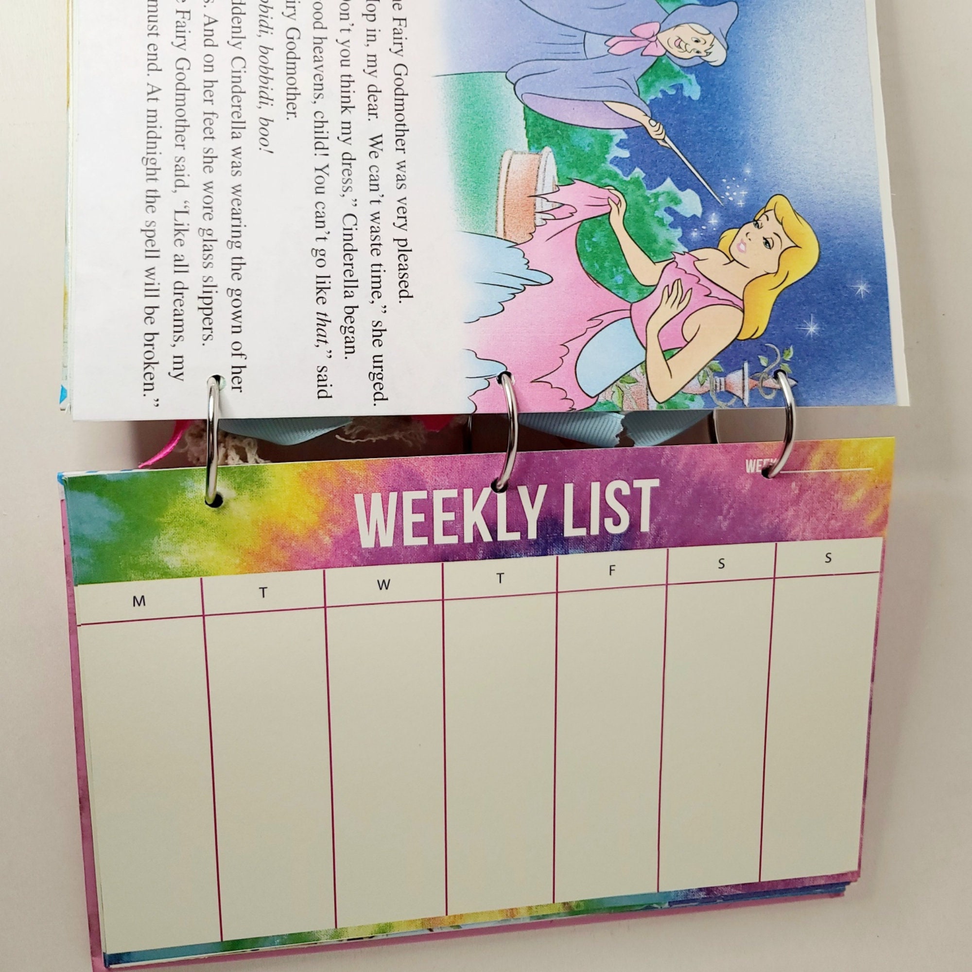 Cinderella Weekly Planner, Disney Organizer, Upcycled Storybook Into a ...