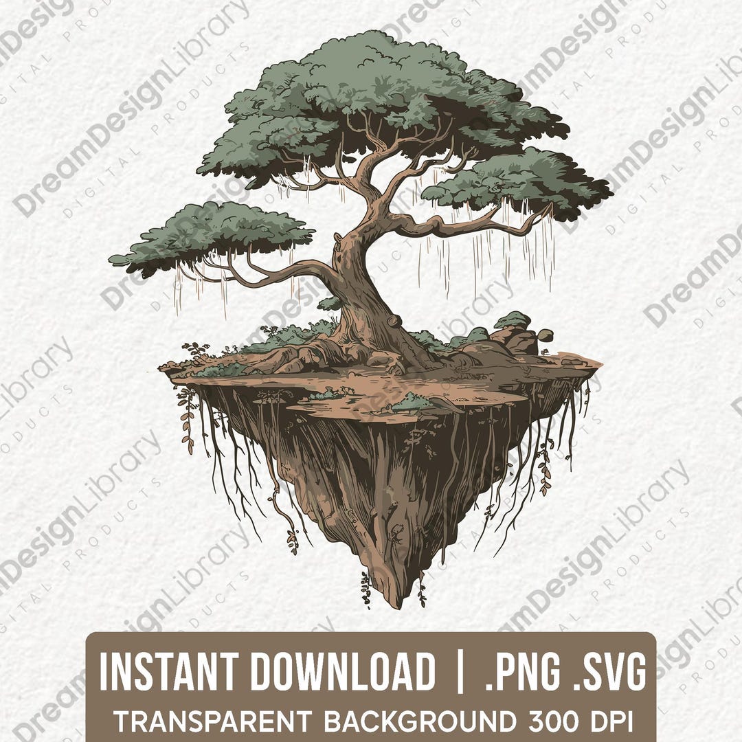 Floating Tree SVG, Mystical Nature PNG, Fantasy Art Clipart, Spiritual ...
