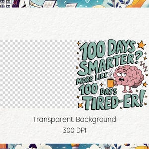 100 Days of School Design Funny Brain Illustration Shirts, Classroom ...