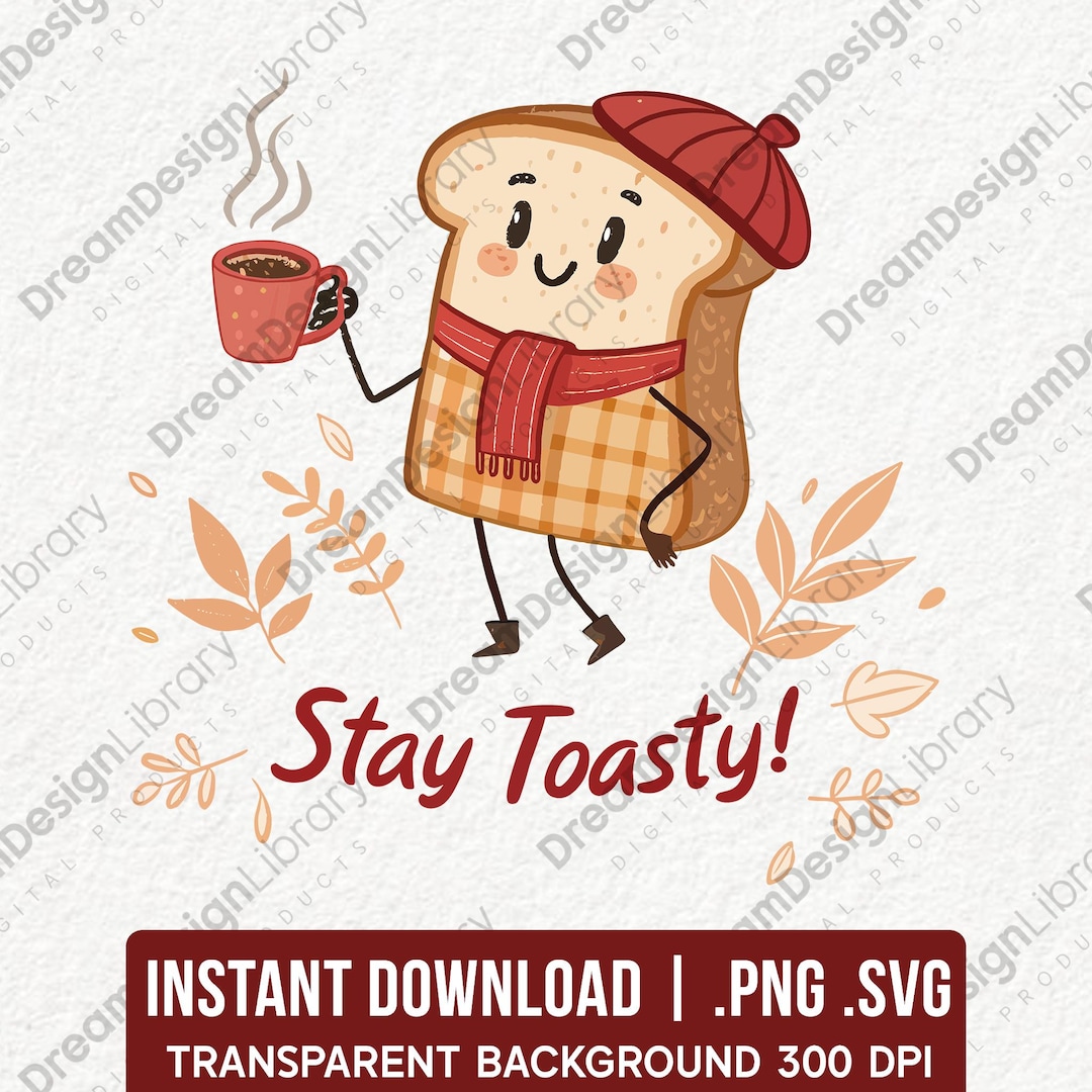 Stay Toasty! | Cute Toast Cartoon Design | Digital Cozy Winter Art ...