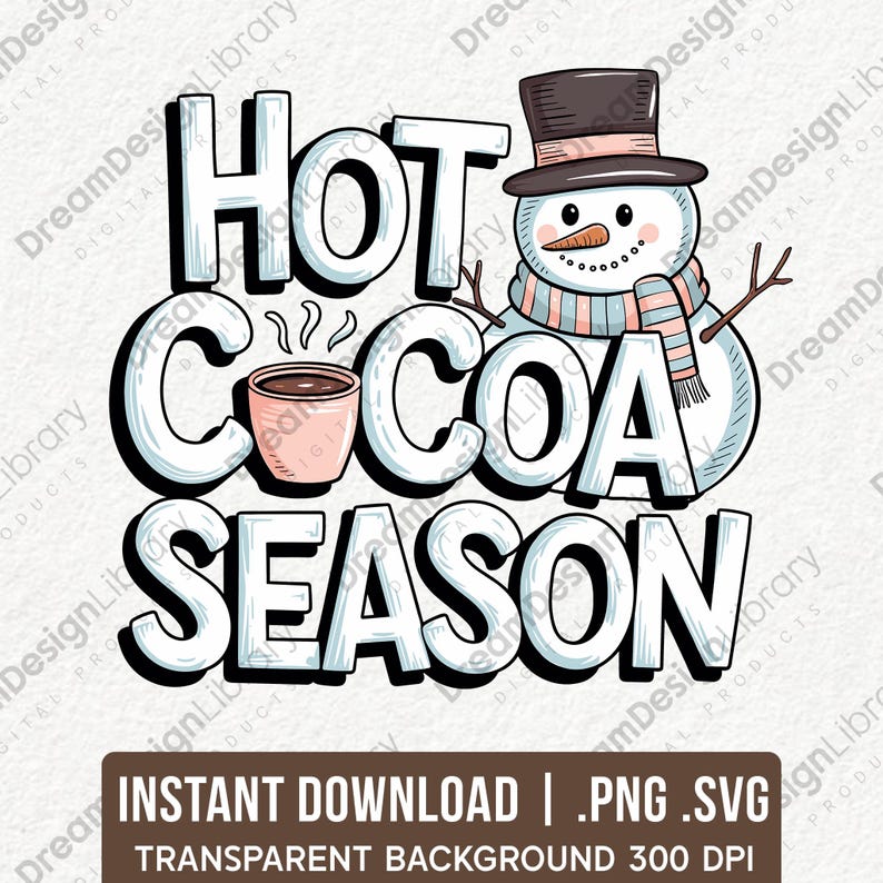 Hot Cocoa Season Clipart, Hot Cocoa Clipart, Winter Clipart, Snowman ...