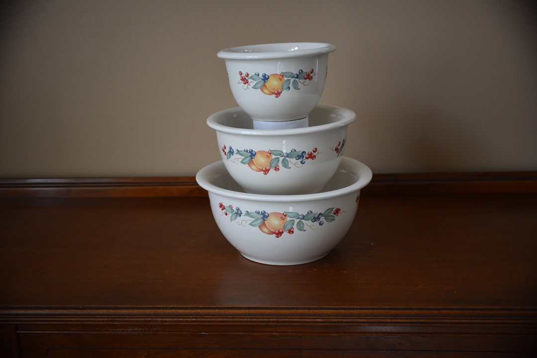 Coringware Corelle Coordinates Abundance Pattern 3 Piece Mixing Bowls ...