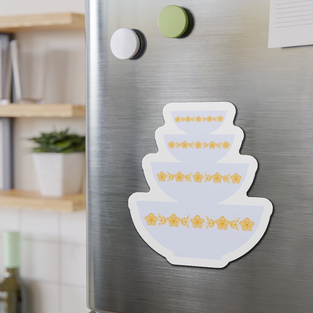 Pyrex Mixing Bowl Stacked Butterfly Gold Pattern Die-cut Magnet in ...